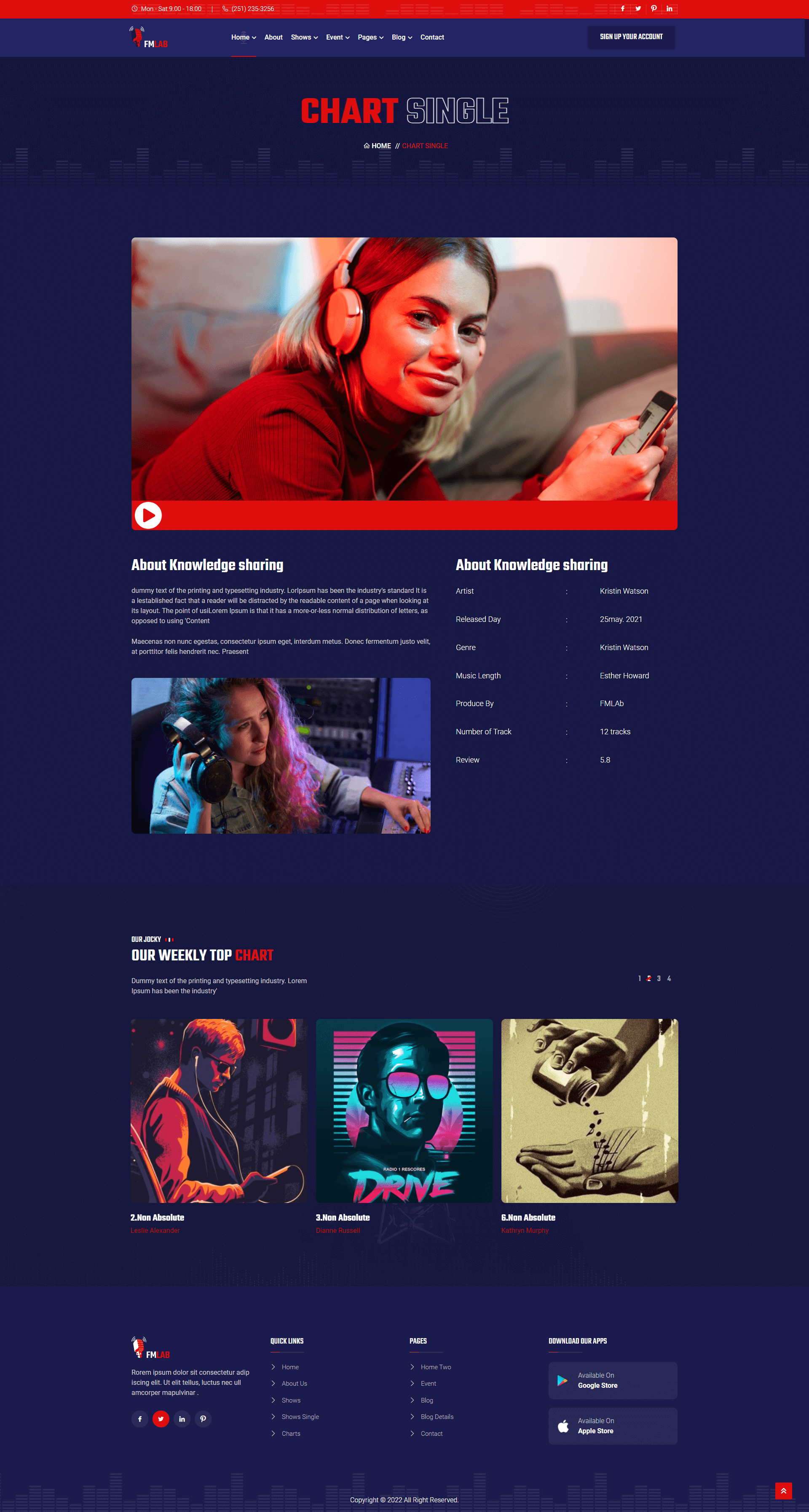 Fmlab - Online Radio Broadcasting HTML Template