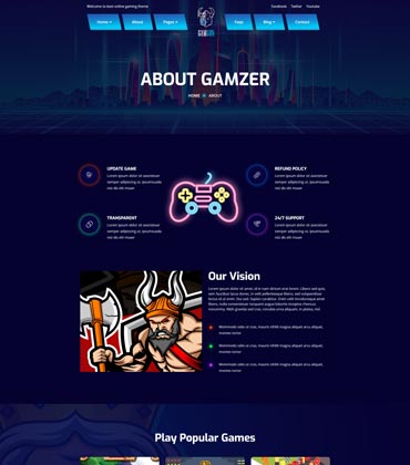 Gamgun - Online Gaming HTML Template